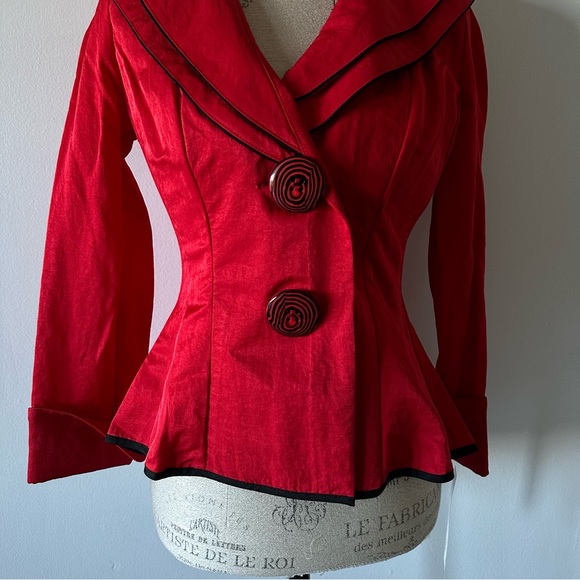 Vintage | Jackets & Coats | Nwt Red Big Buttons Exaggerated Collars Red ...